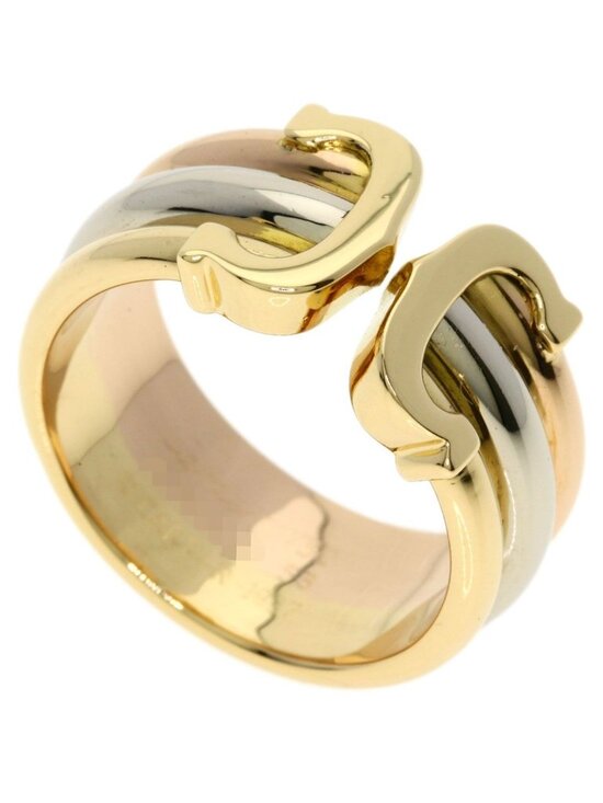 Cartier | Jewelry | Cartier 2c Ring Lm 53 8k Yellow Gold 18k Pink White ...